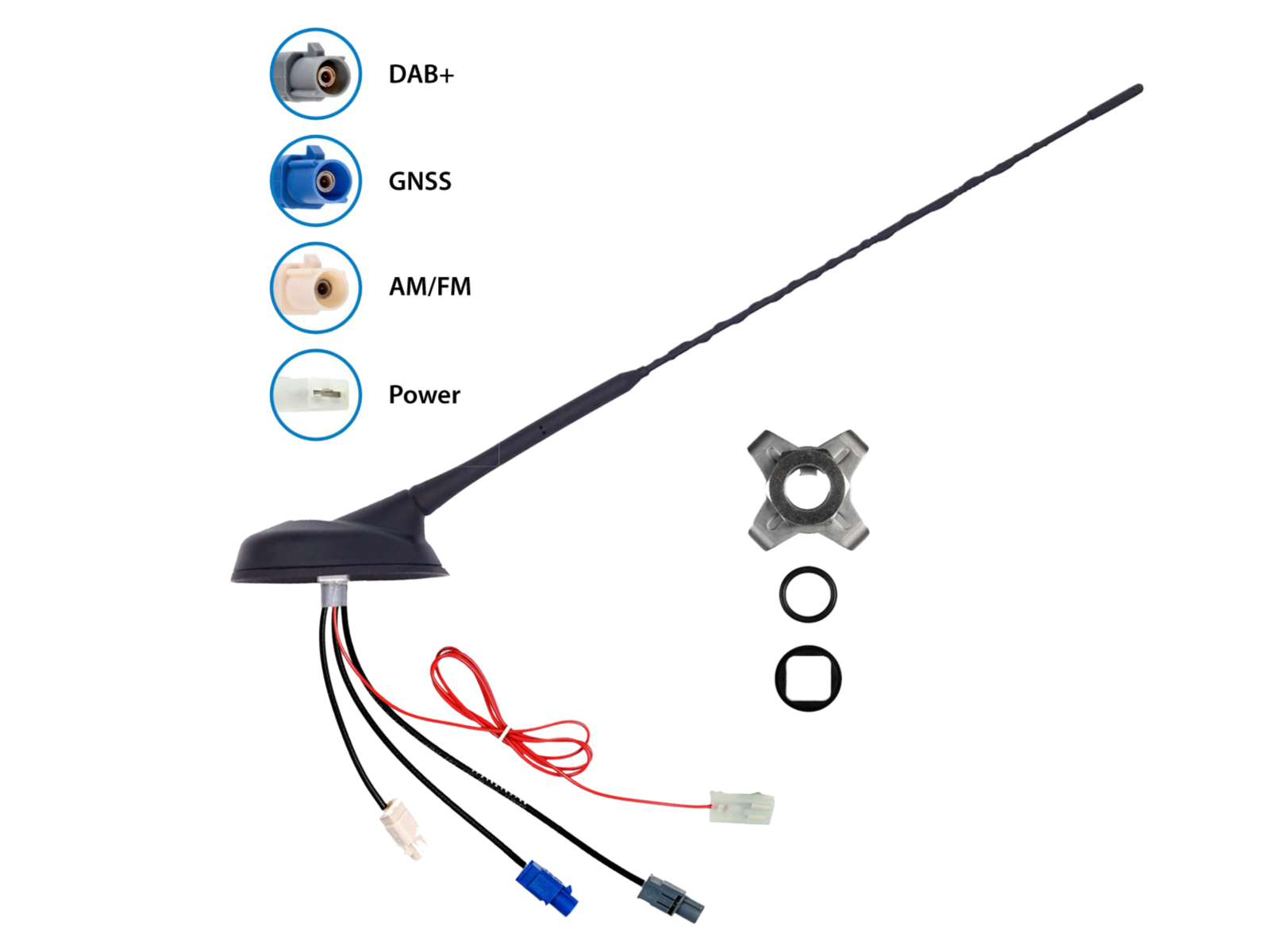 ACV roof antenna AM/FM DAB+ GNSS 30° rod tilt active | Antennas ...